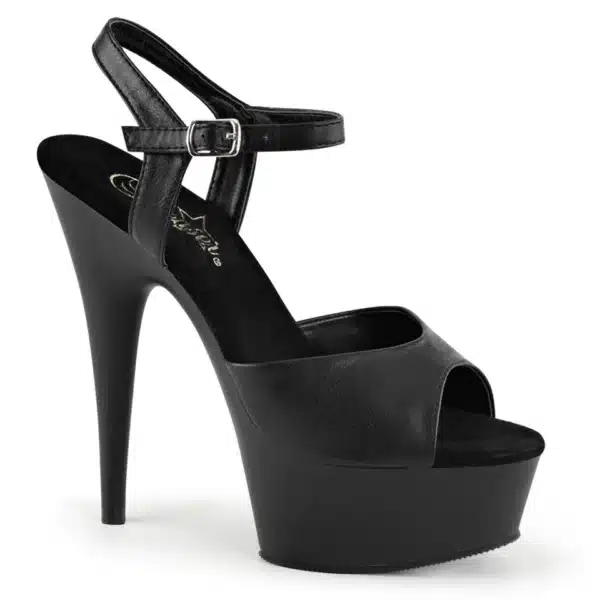 Pleaser Delight-609 Black Faux Leather Platform Heels